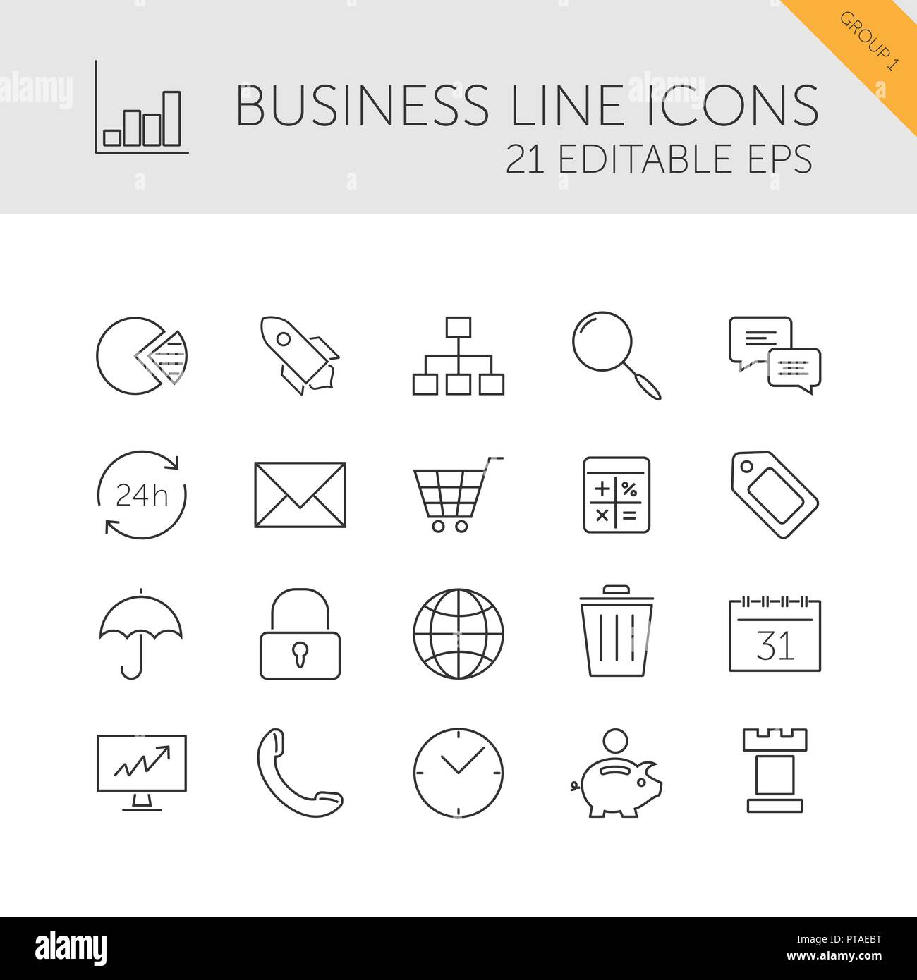 Business line icons set on a white background. Vector illustration ...