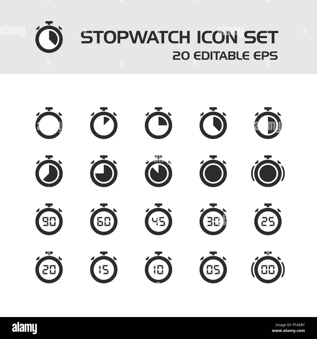 Stopwatch icons set on a white background. Vector illustration Stock ...