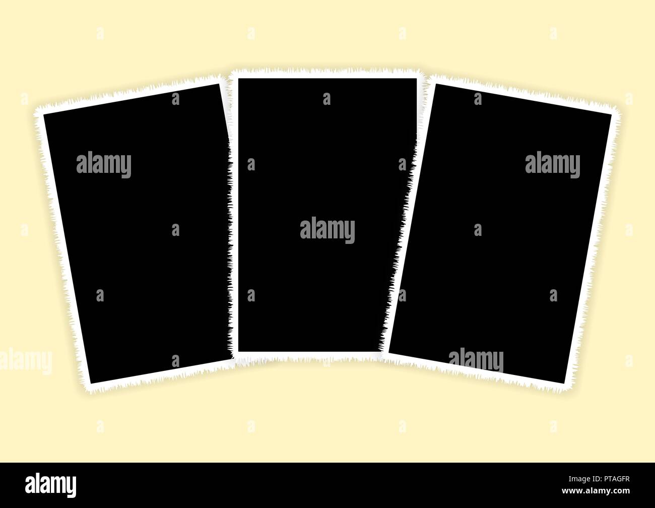 Three white vertical photo frames for photo printing. Vector ...
