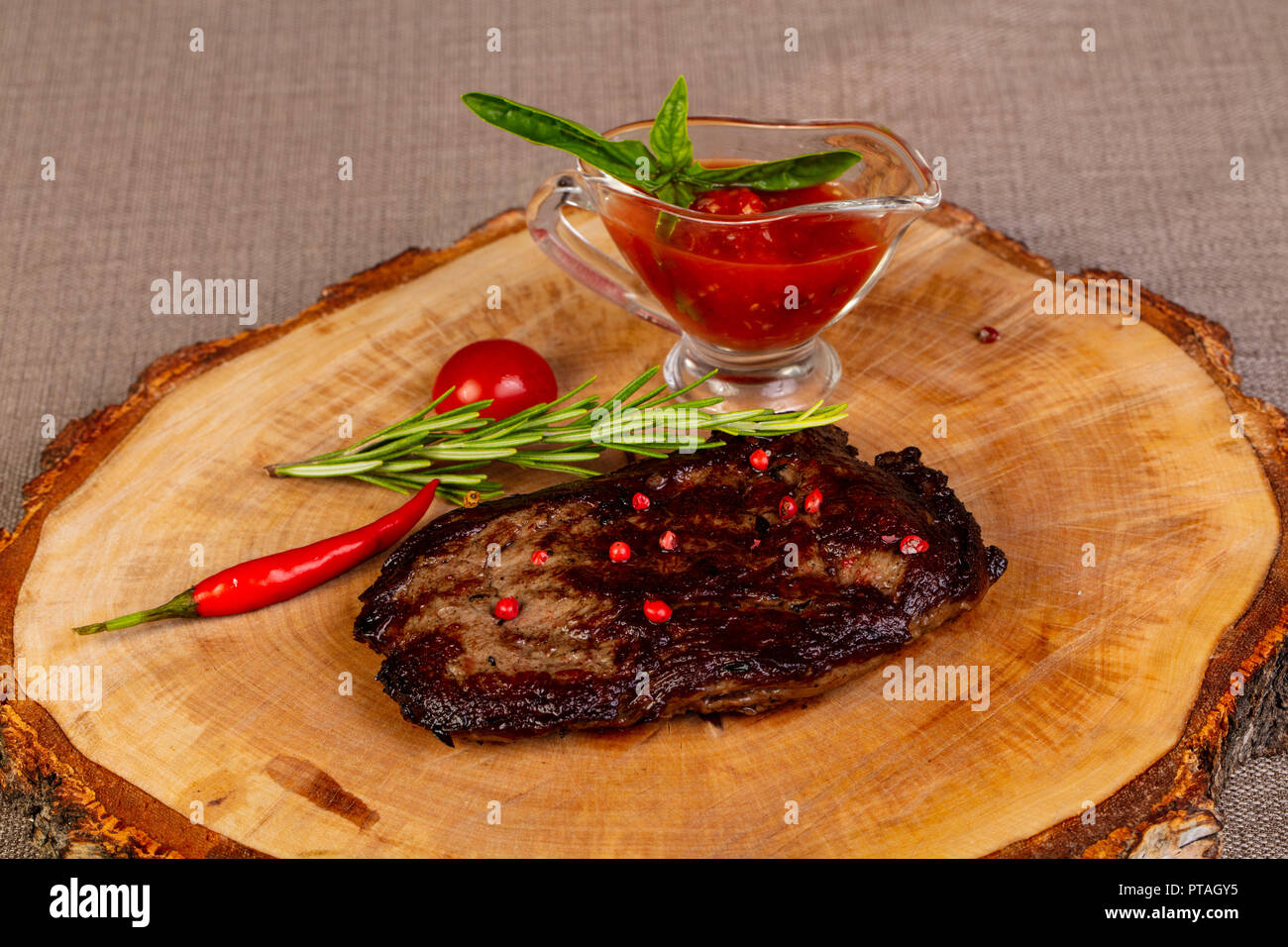 Grilled beef steak with red pepper Stock Photo - Alamy