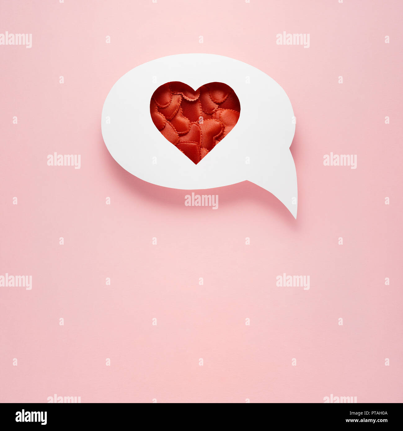 Creative valentines concept photo of comic cloud with hearts on pink ...