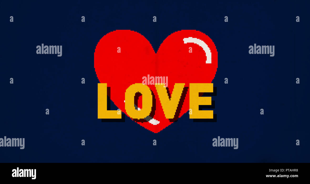 Pixel heart shape with love retro game console stylized illustration ...