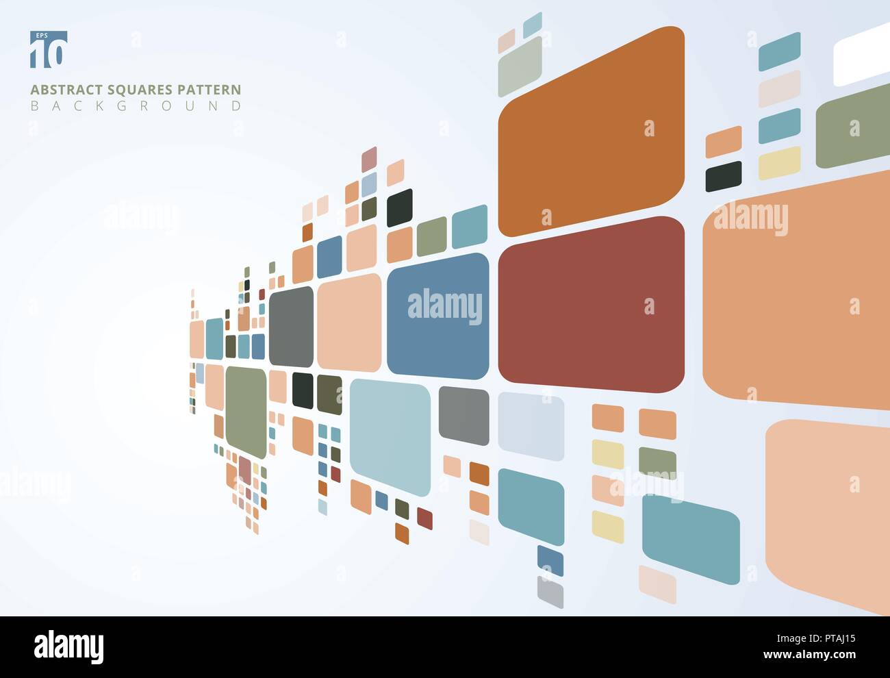 Abstract colorful geometric squares pattern perspective on white ...