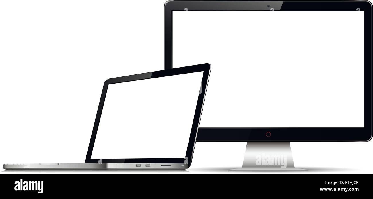Blank computer display with laptop isolated Stock Vector Image & Art ...