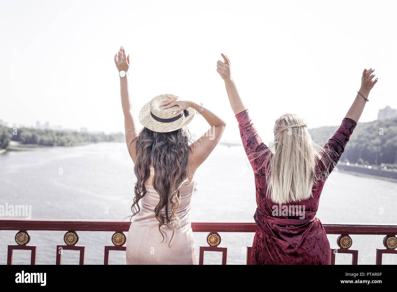 Happy good looking women enjoying their freedom Stock Photo - Alamy