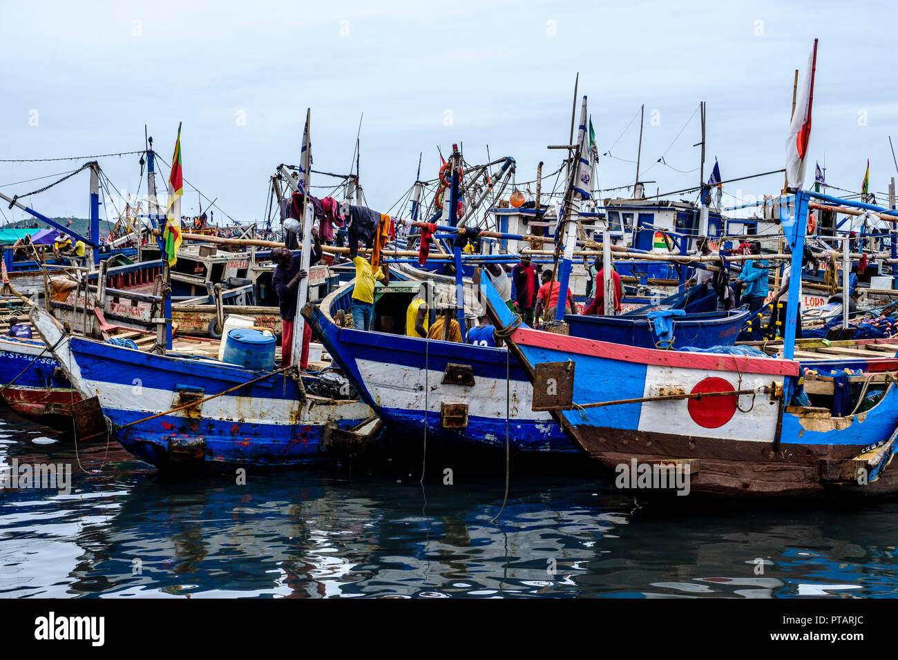 SEKONDI TAKORADI, GHANA – 10 APRIL 2018: Busy harbour scene as ...