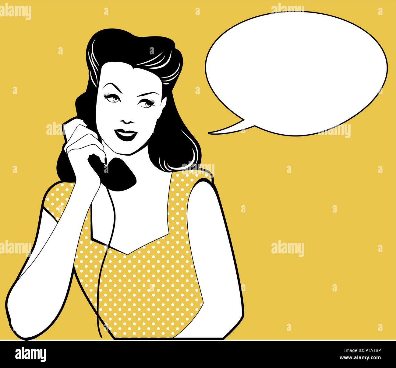 Vintage phone and woman Stock Vector Images - Alamy