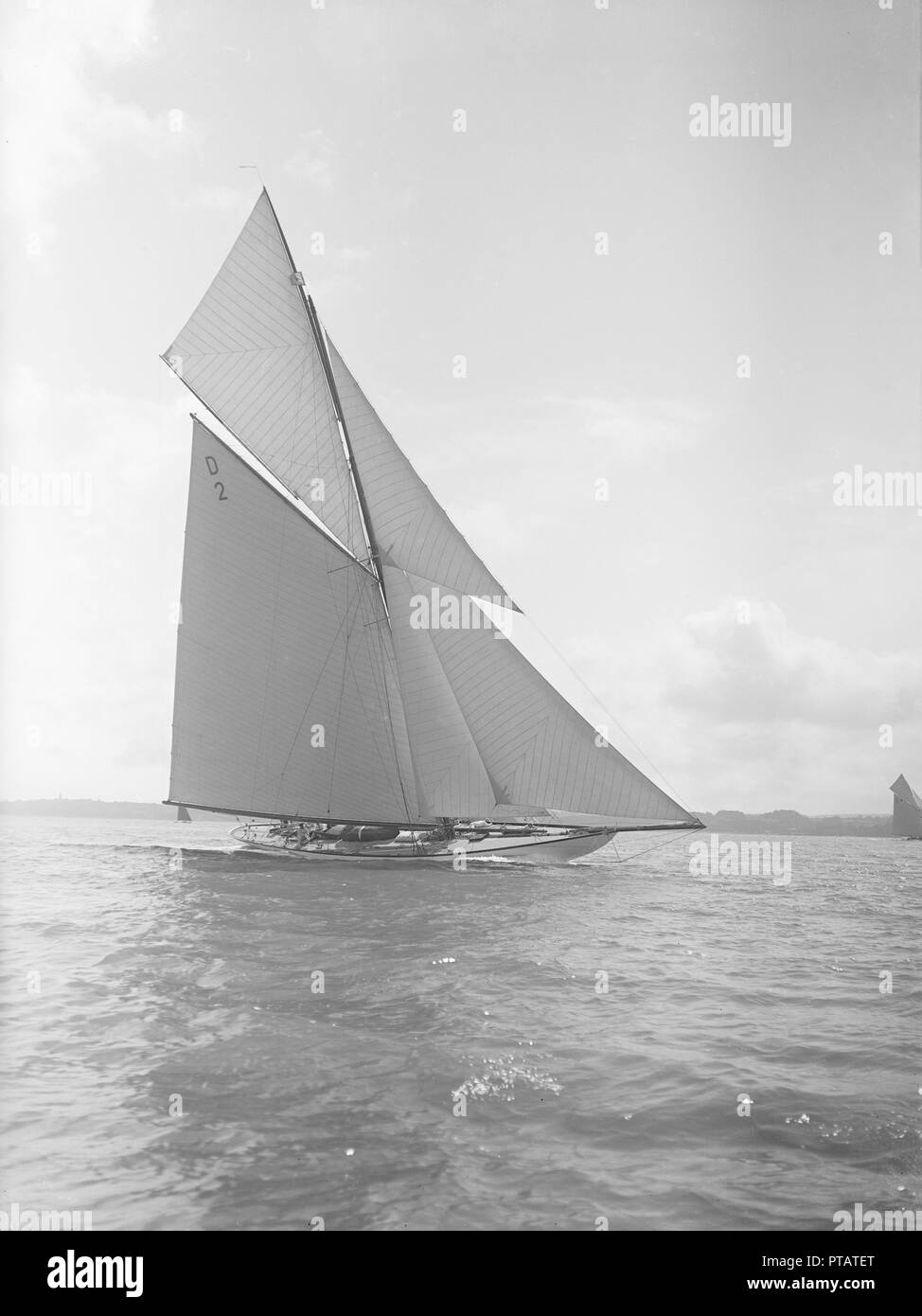 The 15-metre cutter 'Ostara' sailing close-hauled, 1911. Creator: Kirk ...