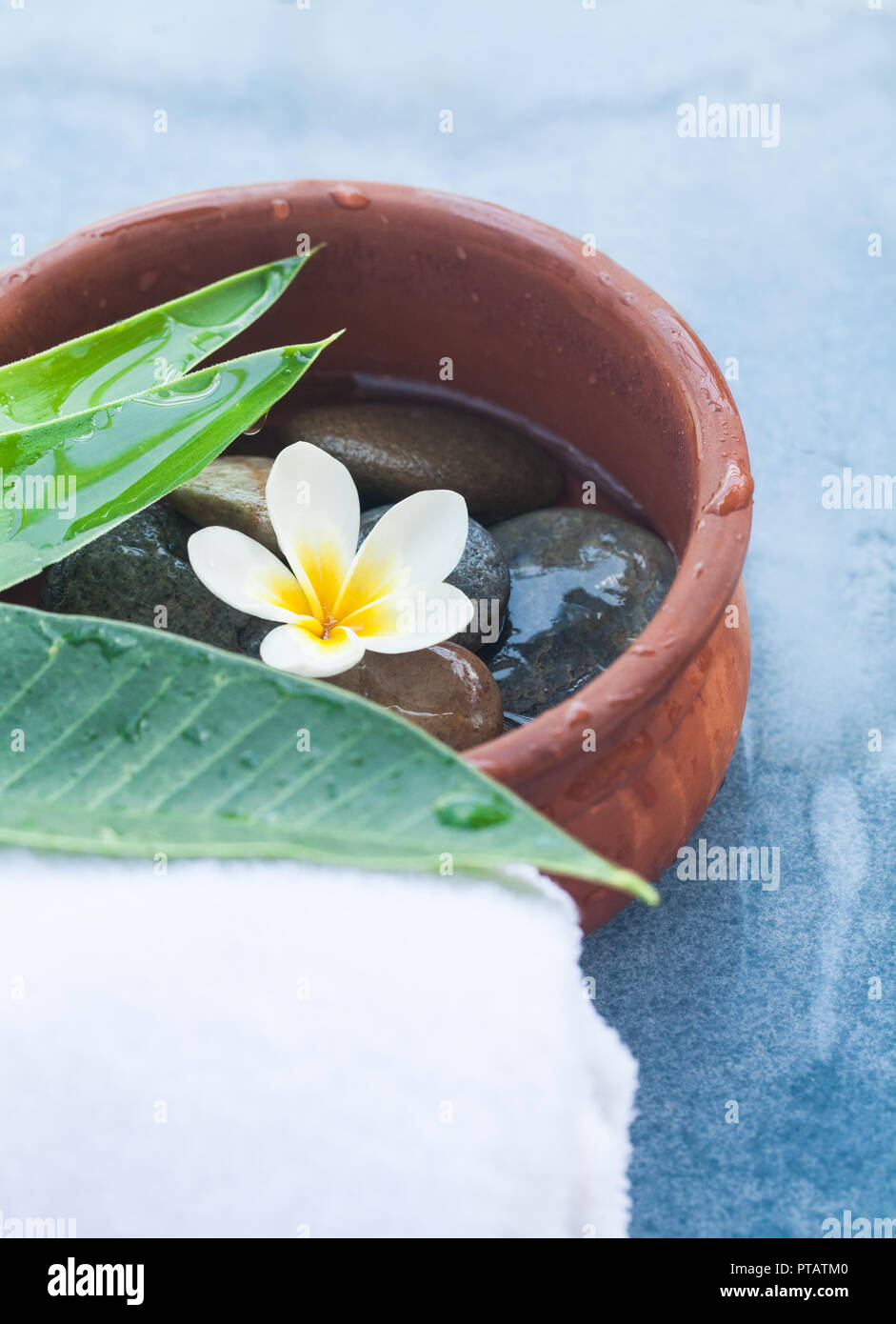 Objects for relax spa massage treatment on marble background Stock ...