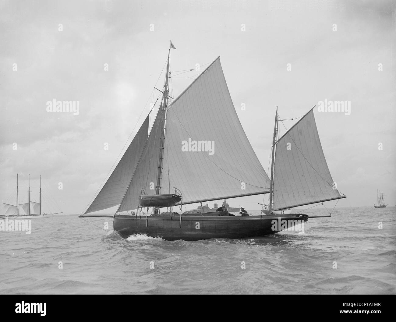 The yawl 'Moosk' under way, 1912. Creator: Kirk & Sons of Cowes Stock ...