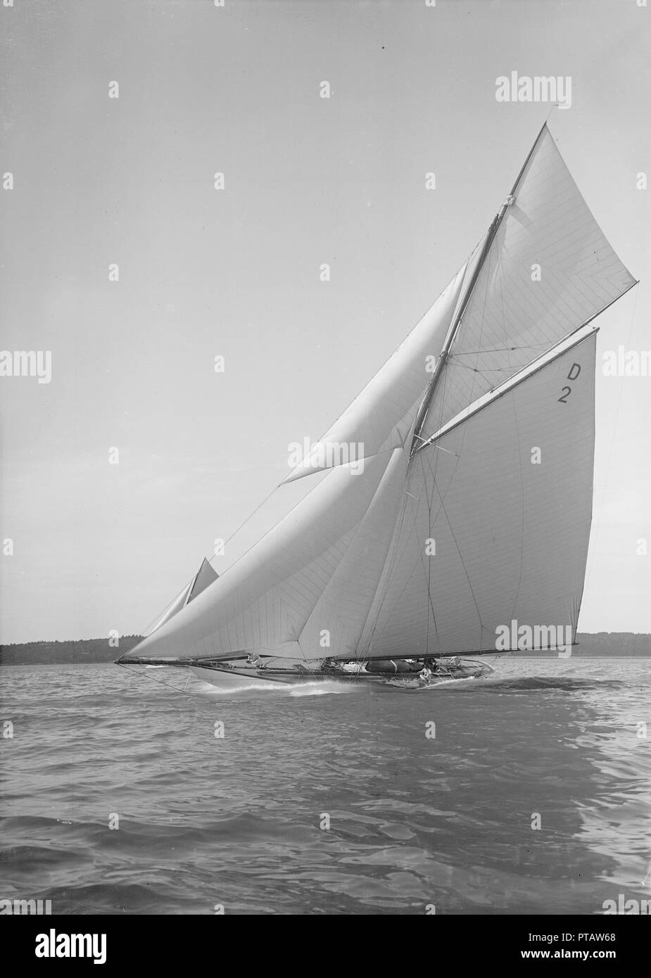 The 15 Metre cutter 'Ostara' sailing close-hauled, 1911. Creator: Kirk ...