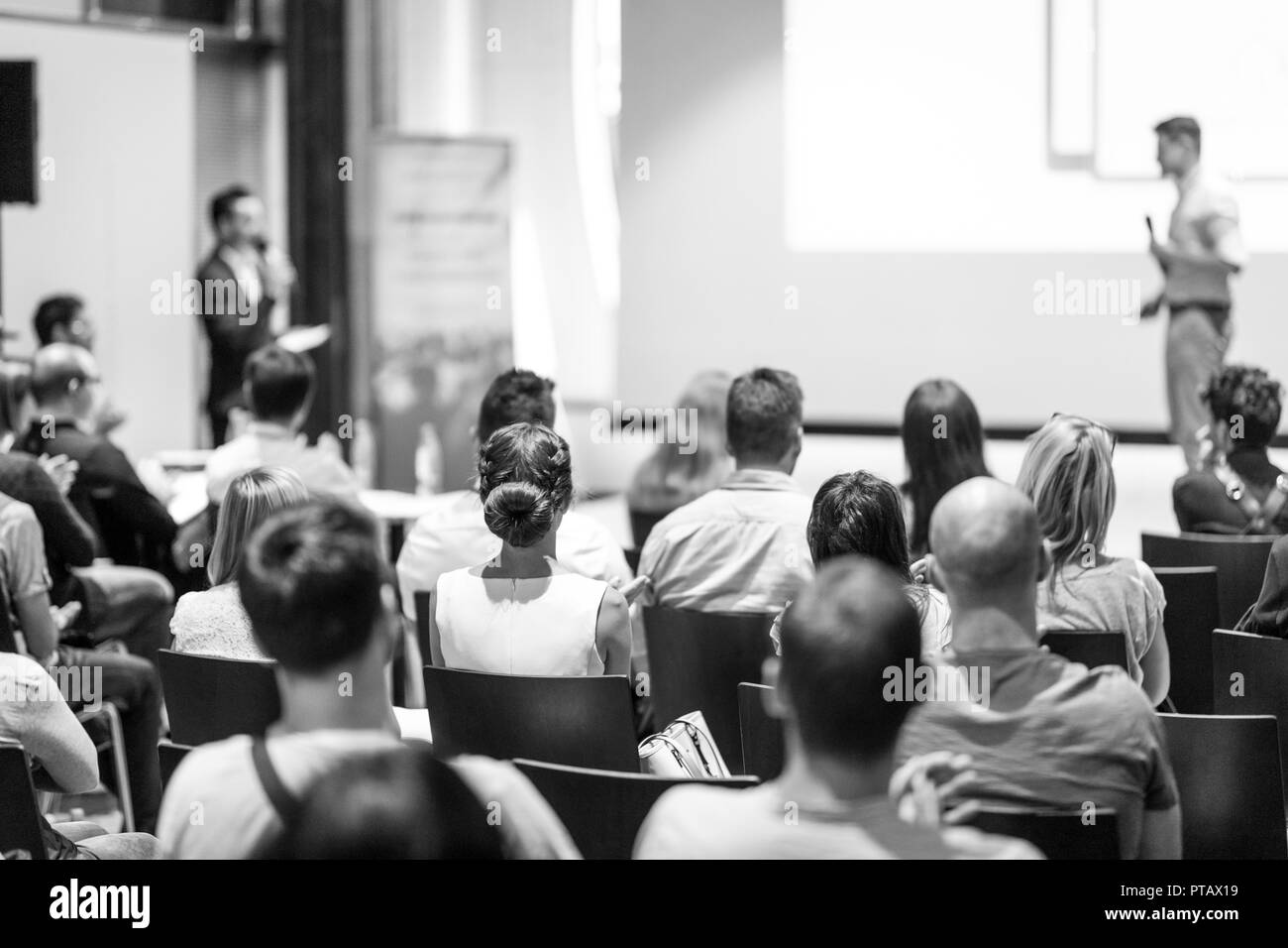 Business speaker giving a talk at business conference event Stock Photo ...