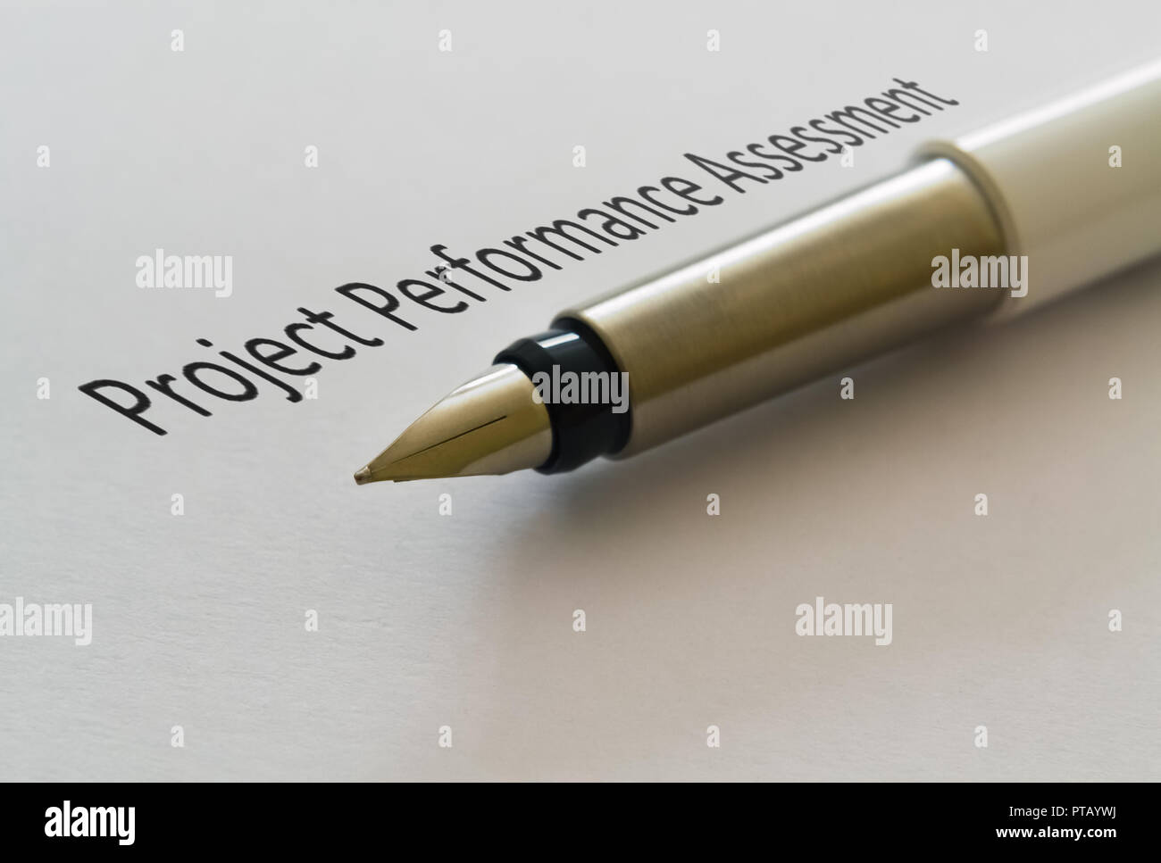 Text Project Performance Assessment and a fountain pen on bright ...