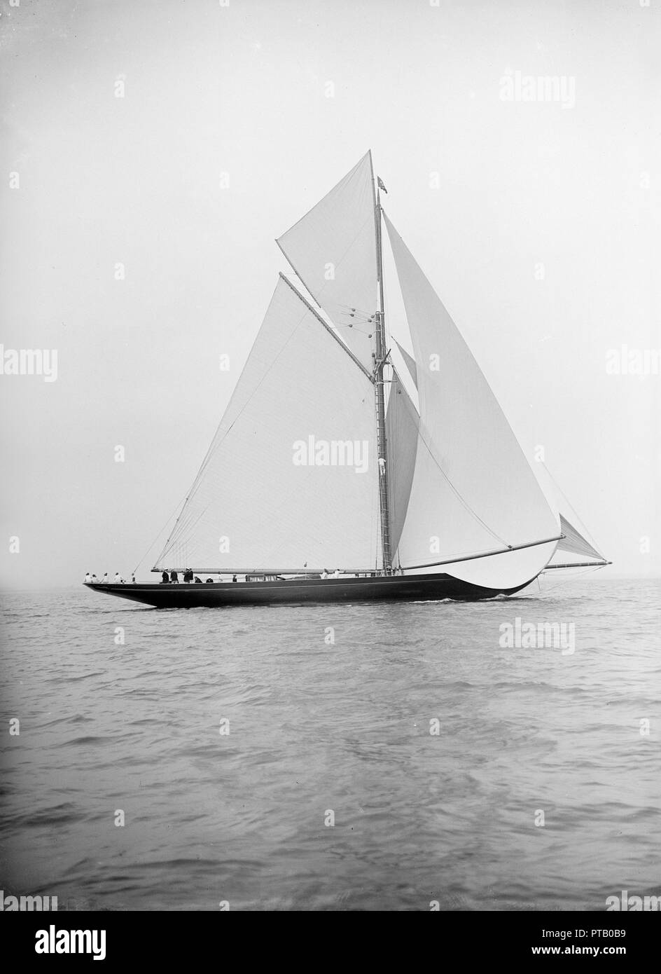 The 221 ton gaff-rigged cutter 'Britannia' sailing under spinnaker 1913 ...