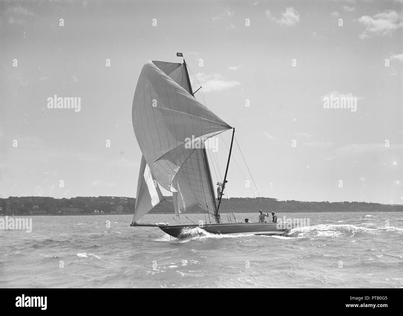 The 8 Metre sailing yacht 'Endrick' sailing downwind under spinnaker ...