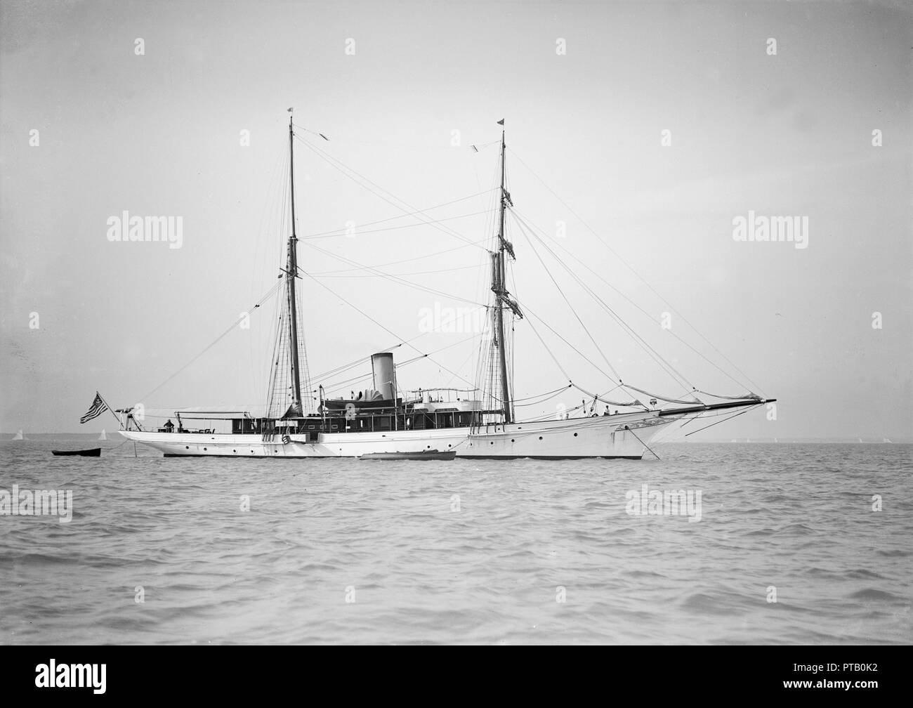 The American steam yacht 'Wild Duck' at anchor, 1911. Creator: Kirk ...