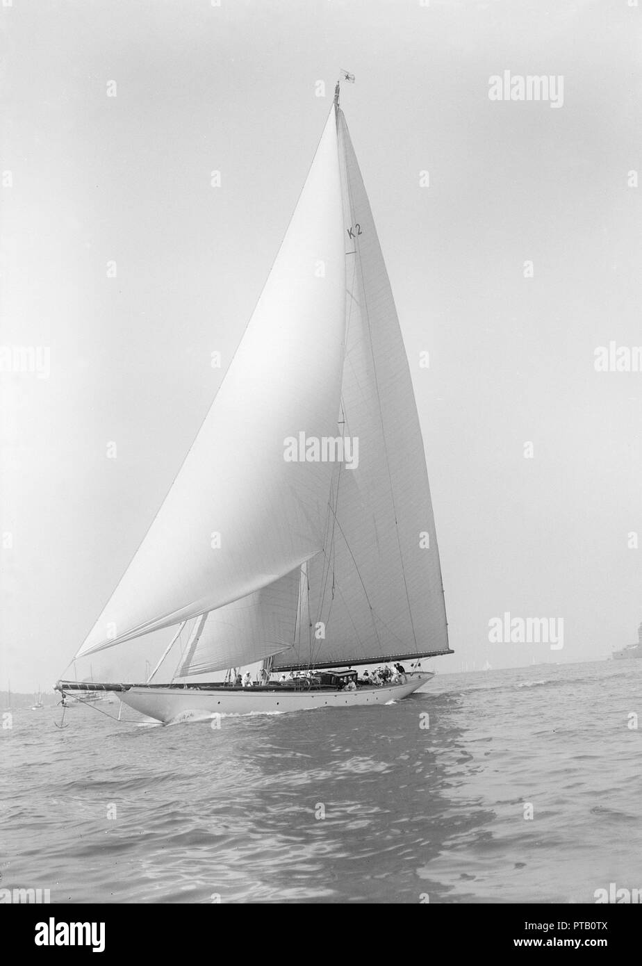 The 23-metre cutter 'Astra' sailing close-hauled, 1928. Creator: Kirk ...