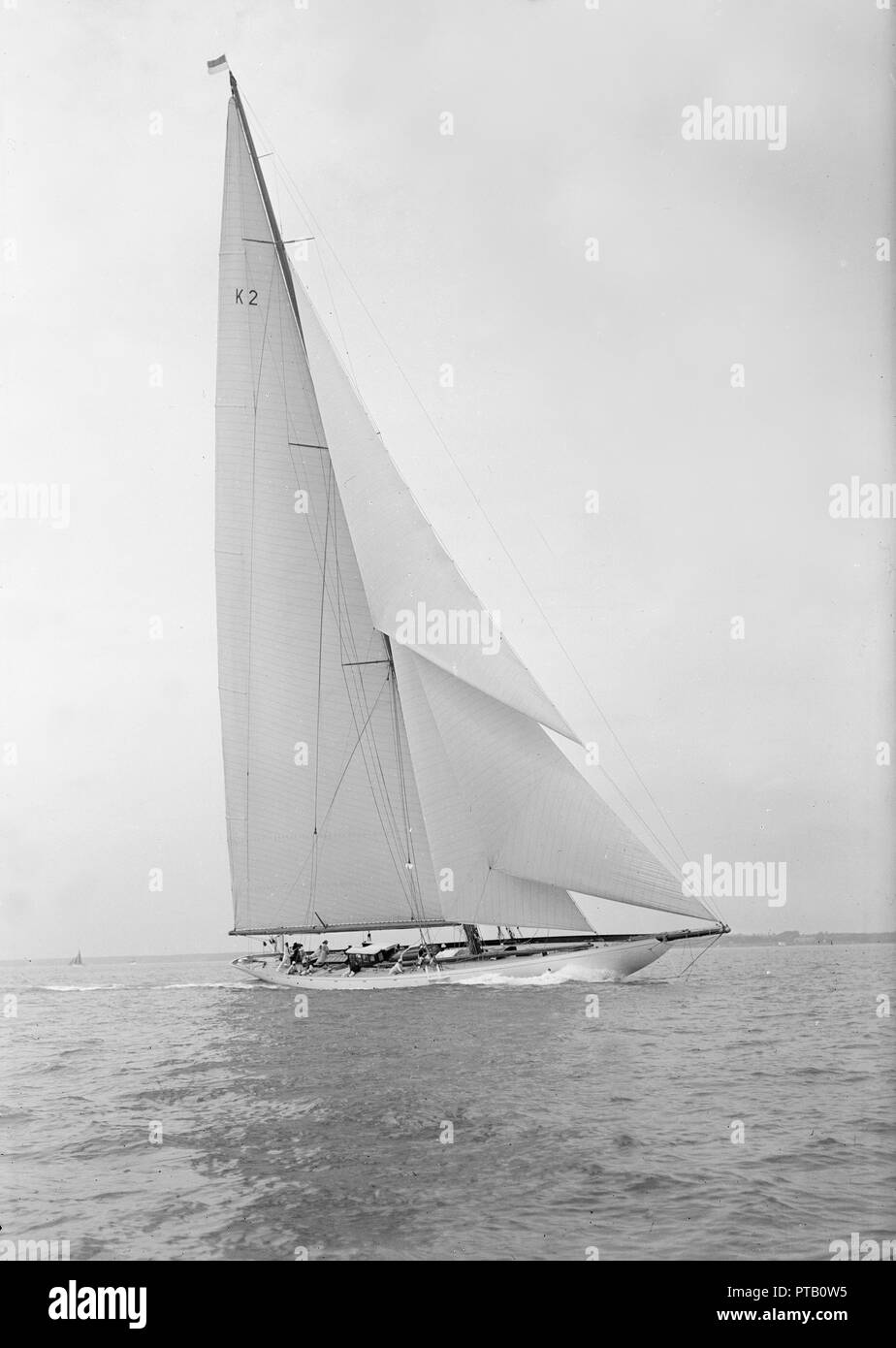 The 23-metre cutter 'Astra' sailing close-hauled, 1933. Creator: Kirk ...