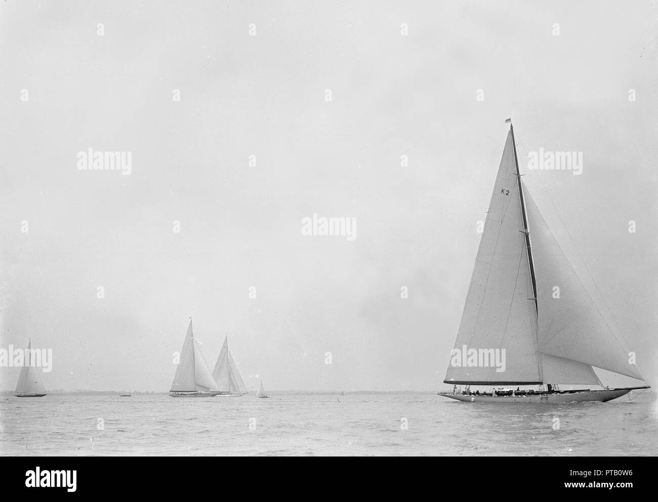 The 23-metre cutter 'Astra' sailing close-hauled, 1935. Creator: Kirk ...