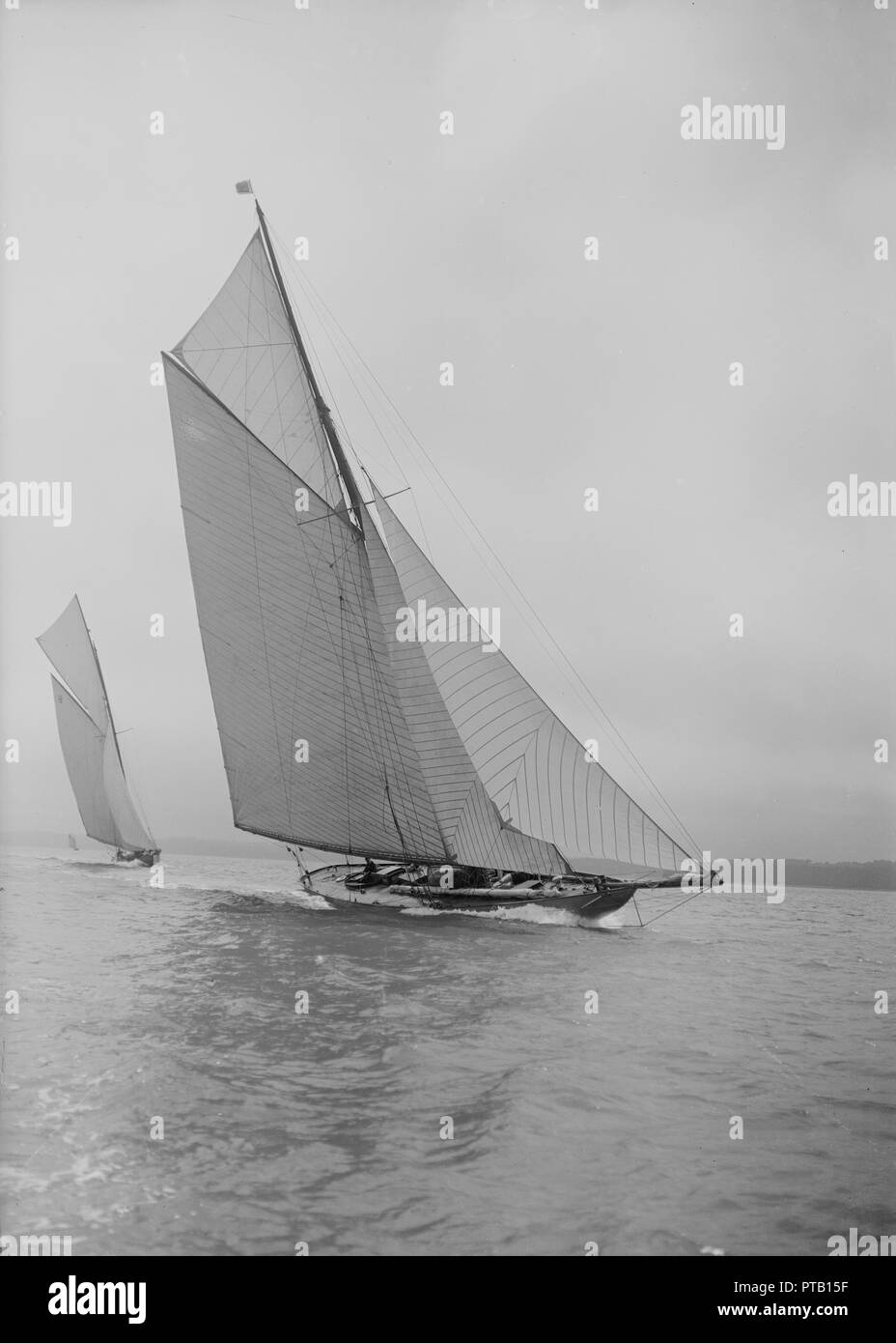 The beautiful 52 ft cutter 'Sonya' sailing close-hauled, 1913. Creator ...