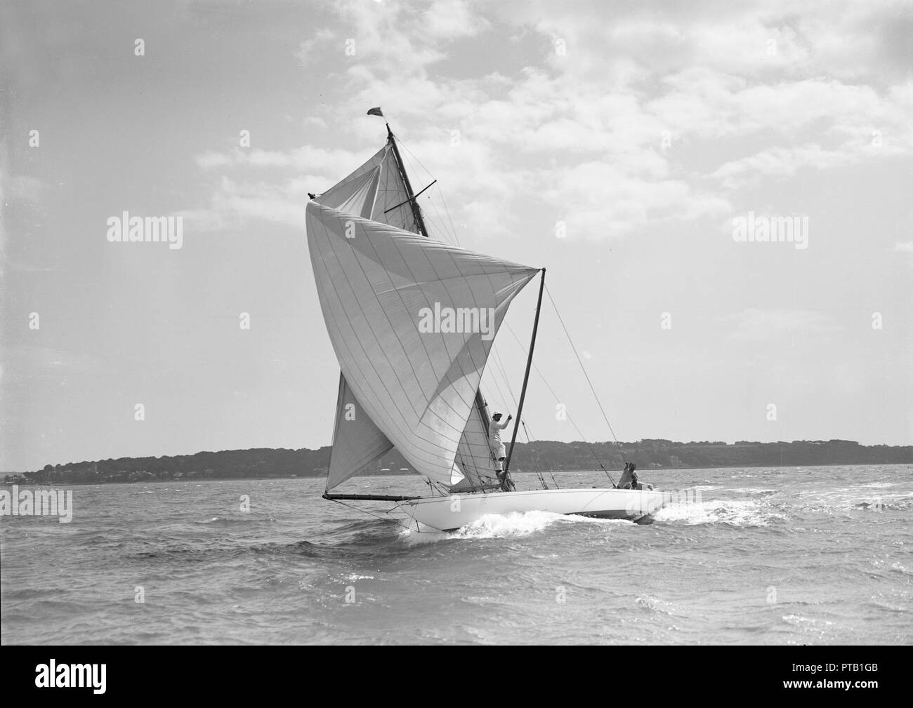 Setting spinnaker on the 8 Metre sailing yacht 'Spero', 1911. Creator ...