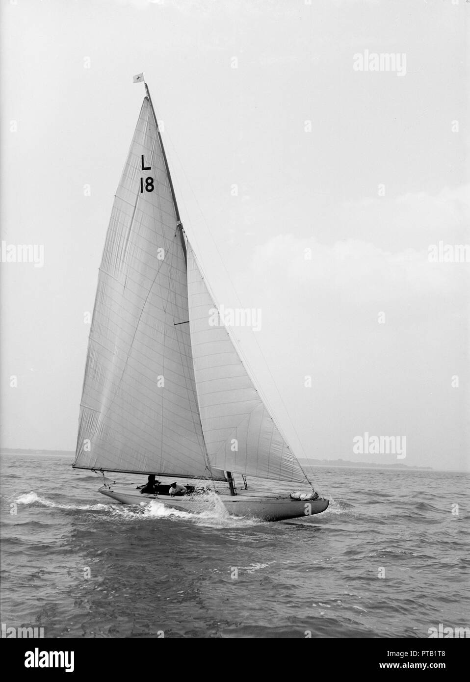The 6 Metre sailing yacht 'Peterkin', 1914. Creator: Kirk & Sons of ...