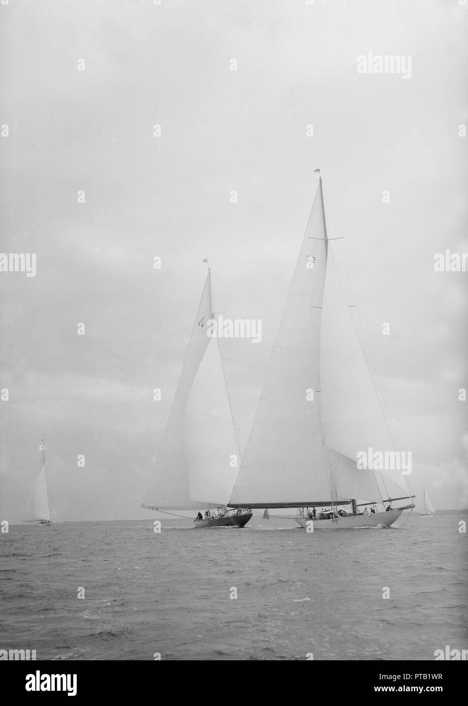 The racing yachts 'Astra' and 'Endeavour', 1936. Creator: Kirk & Sons ...