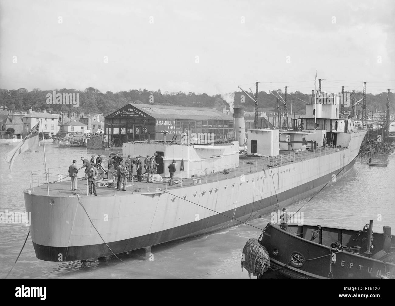 Ship launched at Samuel J. White, Cowes. Creator: Kirk & Sons of Cowes ...
