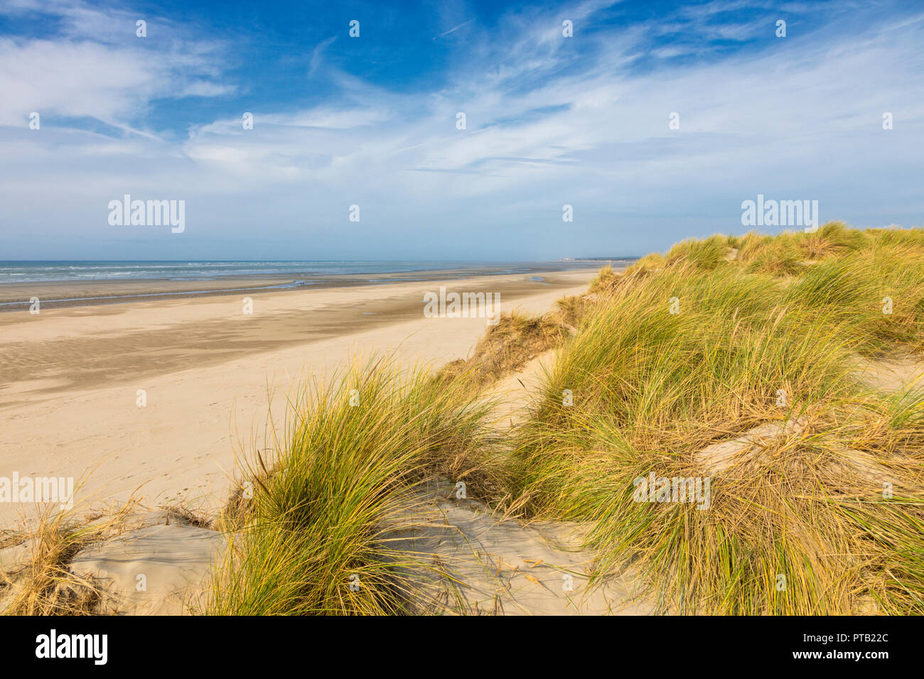 North Sea beach and dunes at Le Touquet-Paris Plage, France Stock Photo ...