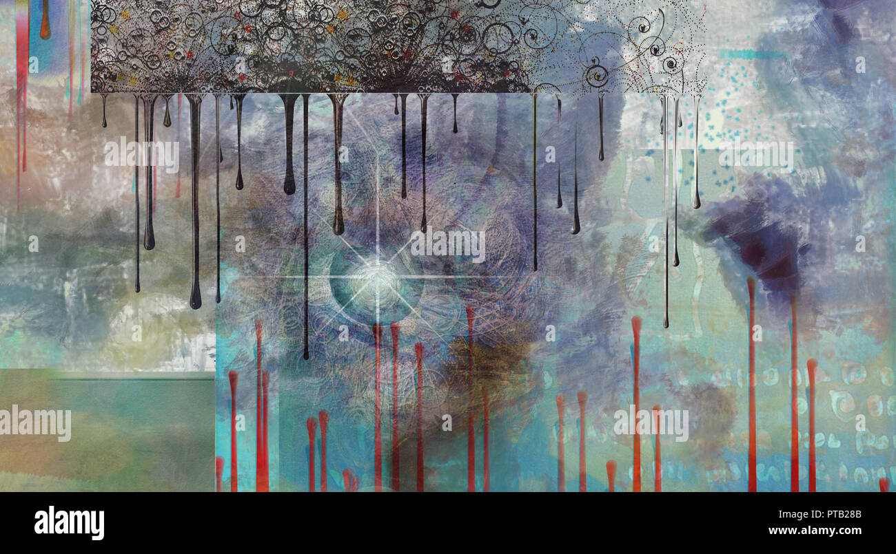 Abstract Painting. Eye with spark and paint drops on background Stock ...