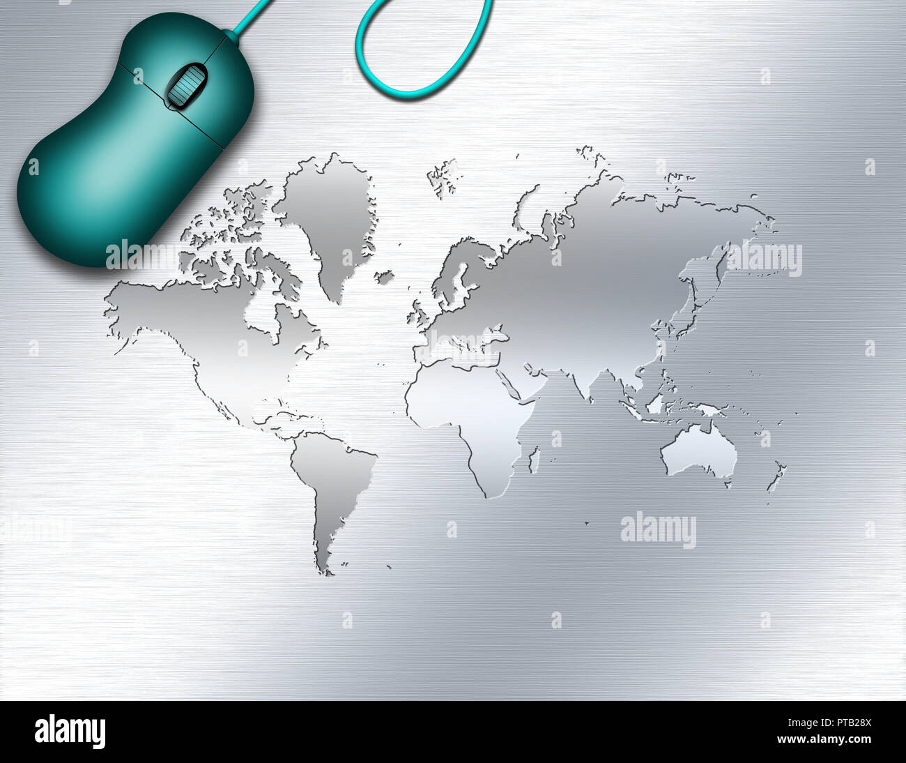 Computer mouse. World map background Stock Photo - Alamy
