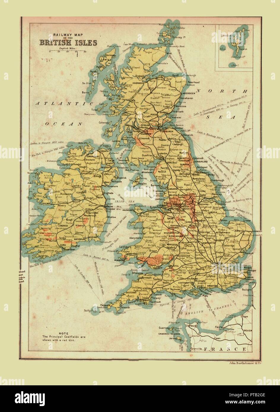Railway Map of the British Isles, 1902. Creator: Unknown Stock Photo ...