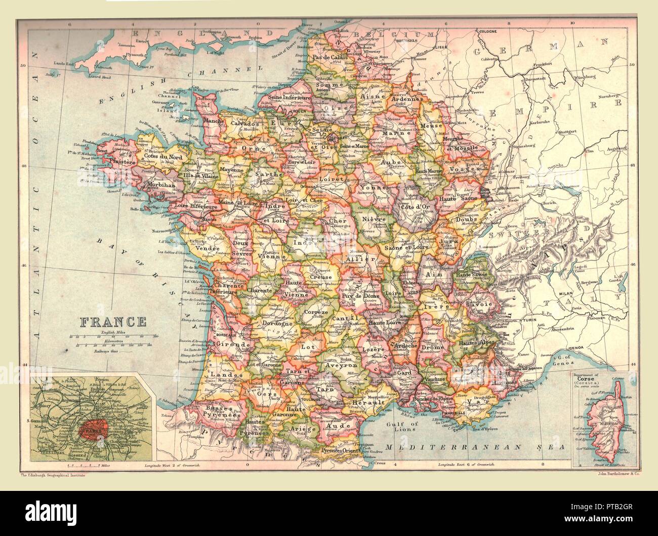 Map of France, 1902. Creator: Unknown Stock Photo - Alamy