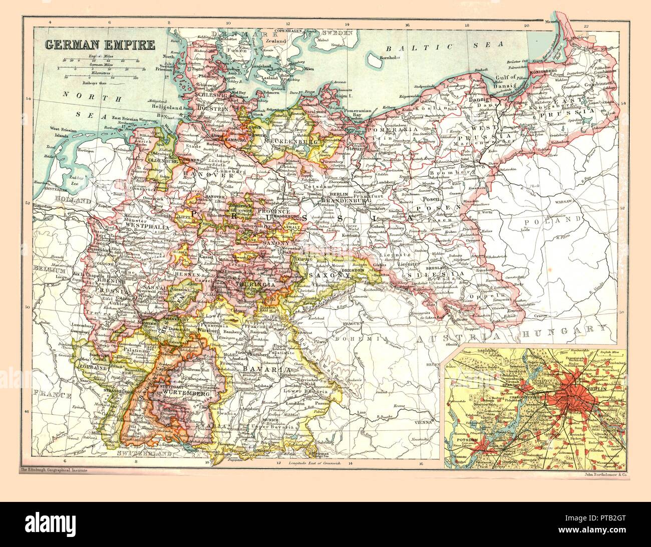 Map of the German Empire, 1902. Creator: Unknown Stock Photo - Alamy