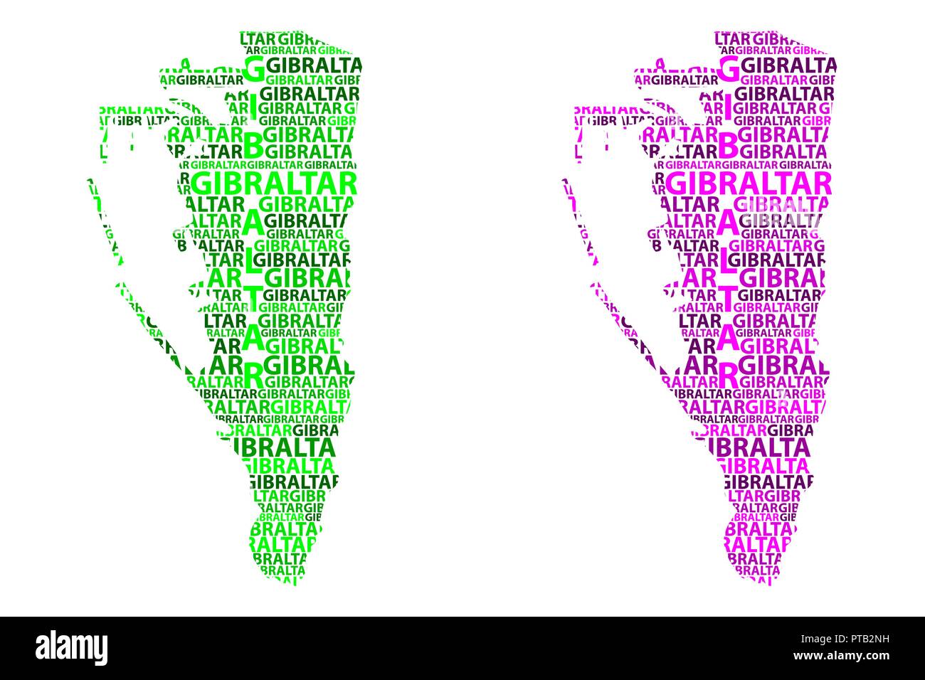 Sketch Gibraltar letter text map, Rock of Gibraltar - in the shape of ...