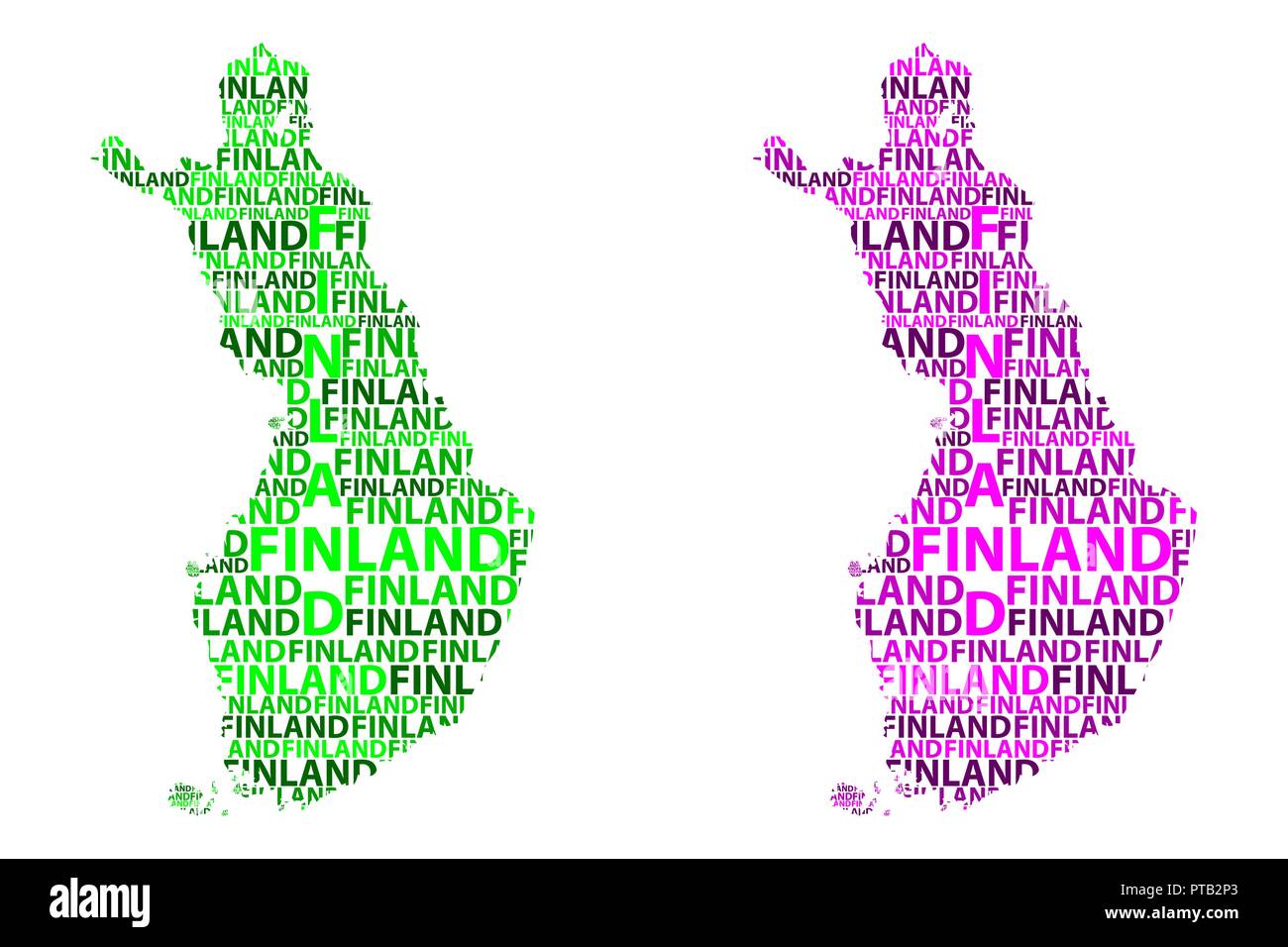 Sketch Finland letter text map, Republic of Finland - in the shape of ...