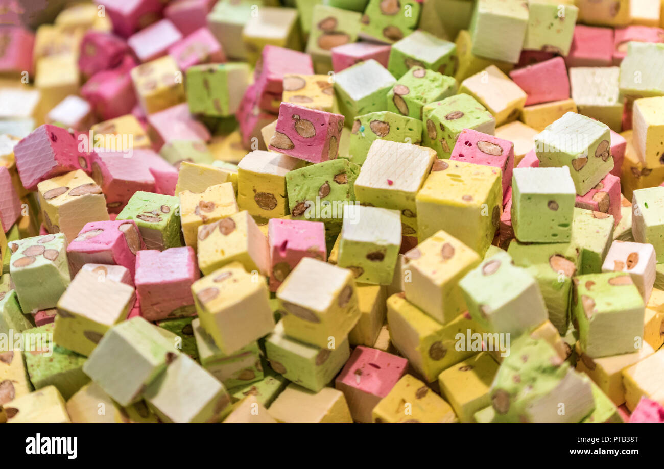 Pieces of traditional nougat dessert on sale Stock Photo - Alamy