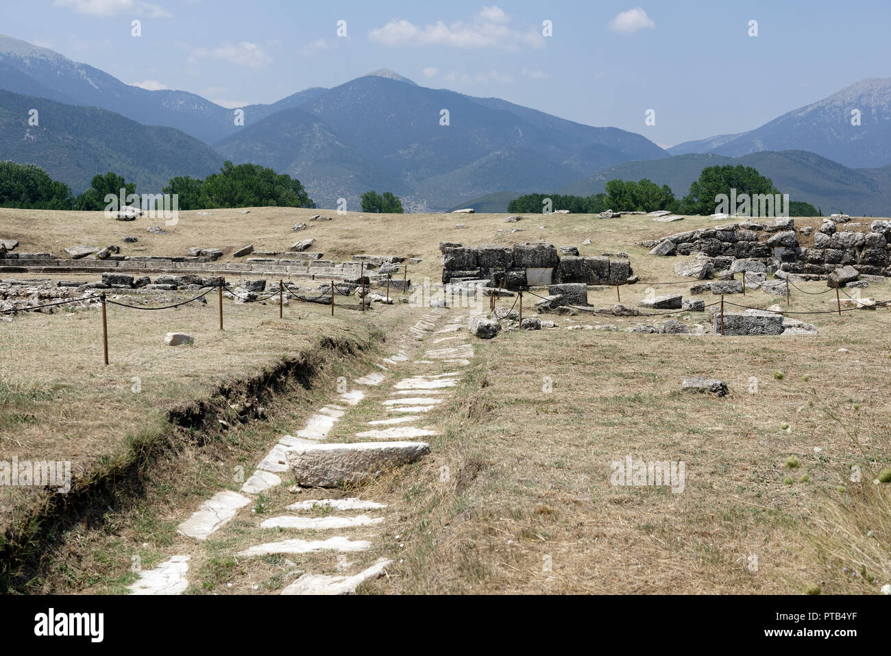 Ancient paved stone pathway within the Agora, Mantineia, Arcadia ...