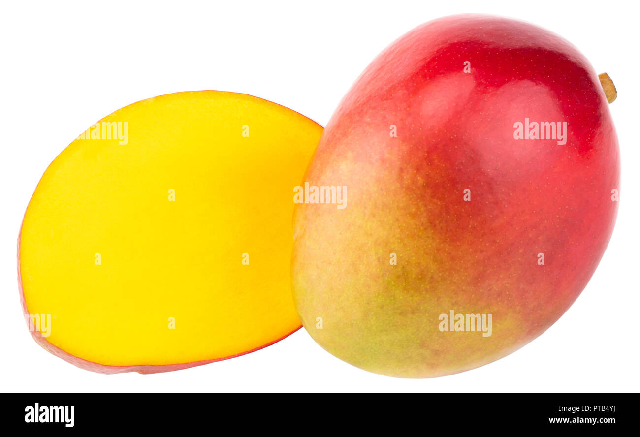 Two mangoes isolated on white background Clipping Path Stock Photo - Alamy