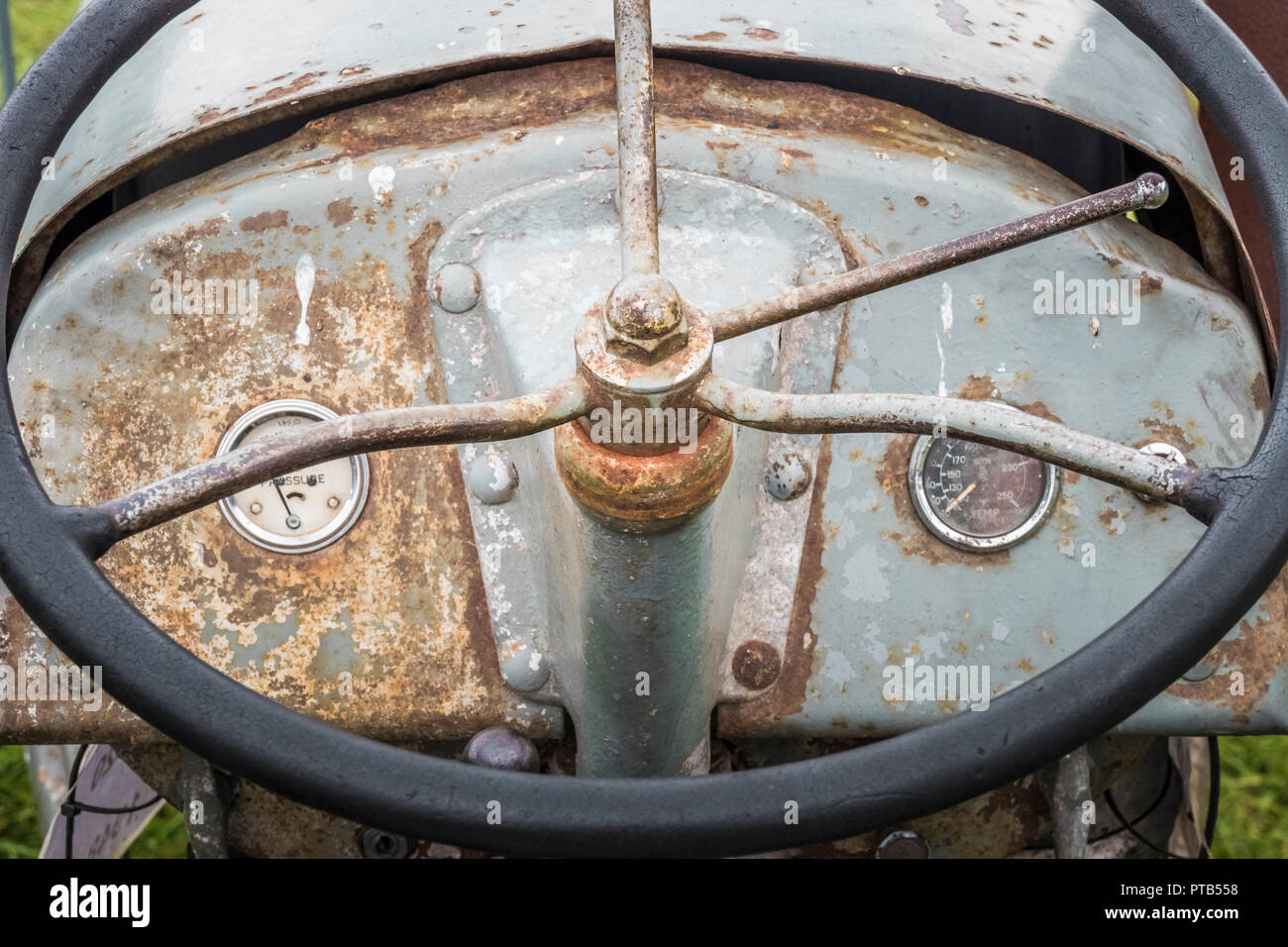 Rusty vintage grey Ferguson tractors at an agricultural show in ...