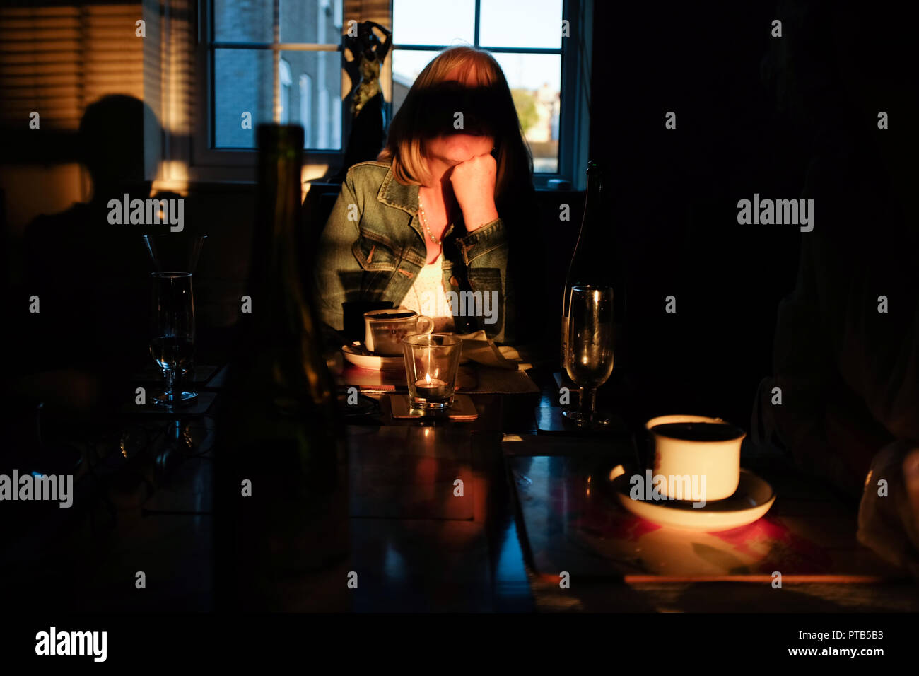 Woman face shadow mystery hi-res stock photography and images - Alamy