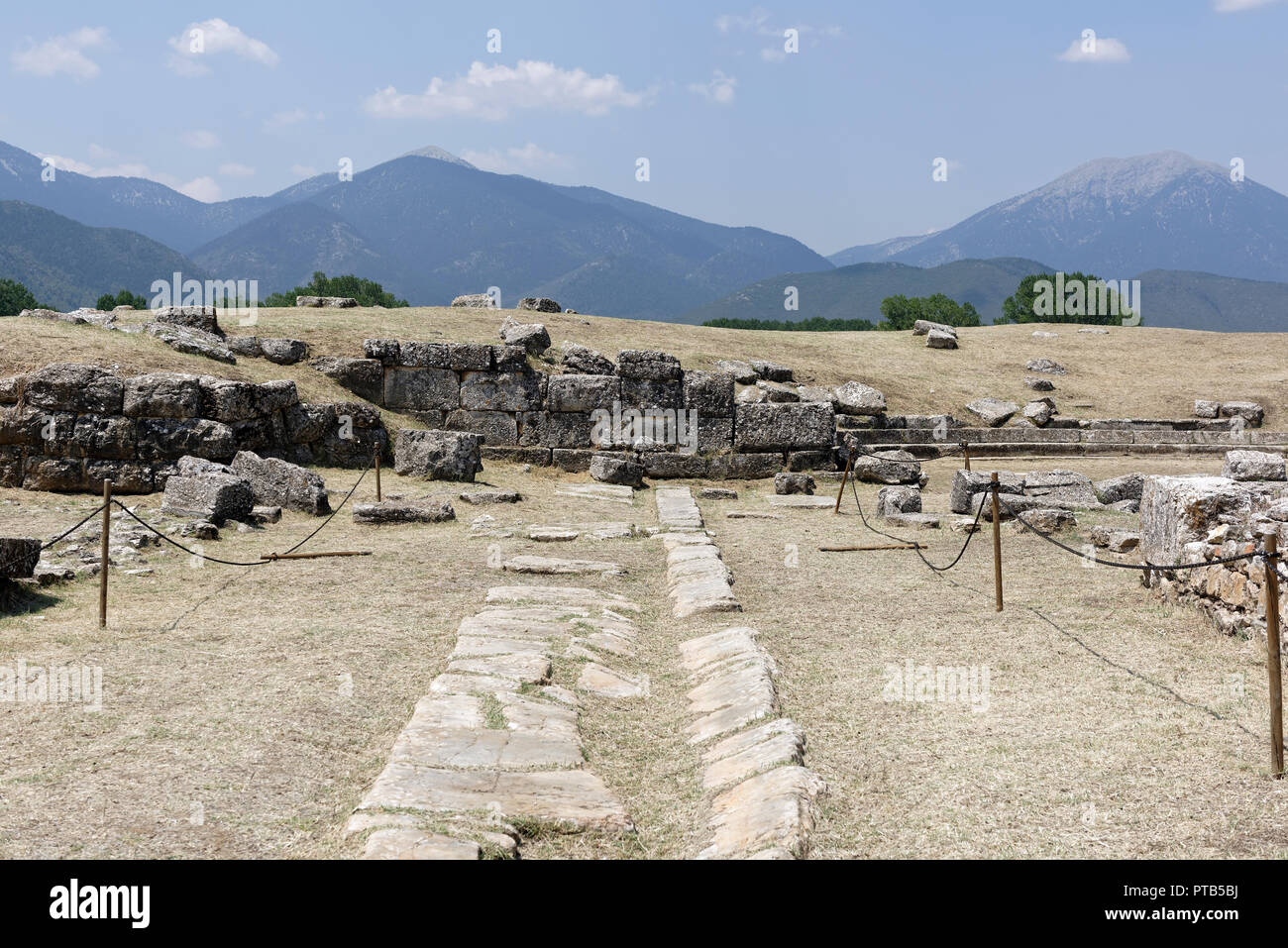 Ancient paved stone pathway within the Agora, Mantineia, Arcadia ...