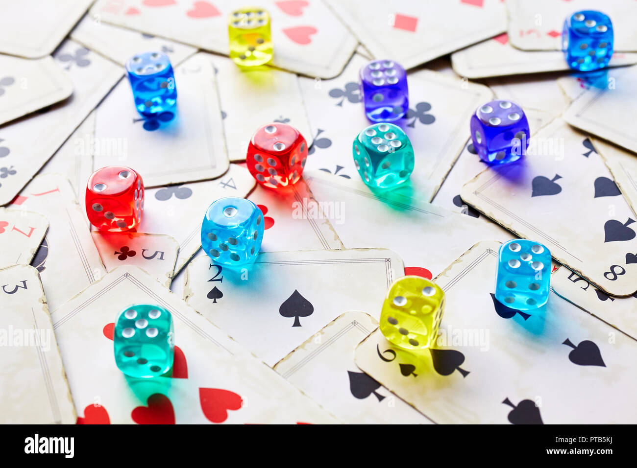 Playing cards and dice, selective focus Stock Photo - Alamy