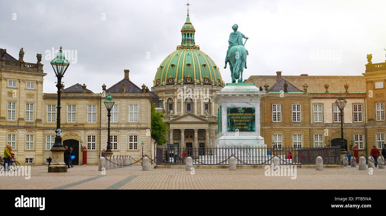 COPENHAGEN, DENMARK - MAY 31, 2017: panoramic banner of Amalienborg ...