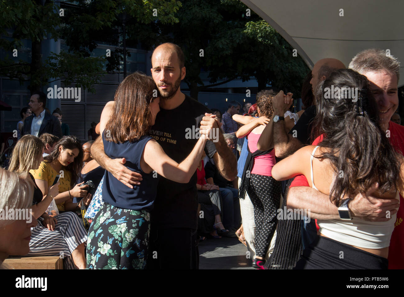LONDON, UK- SEPTEMBER 14 2018: People dancing at public outdoor street ...
