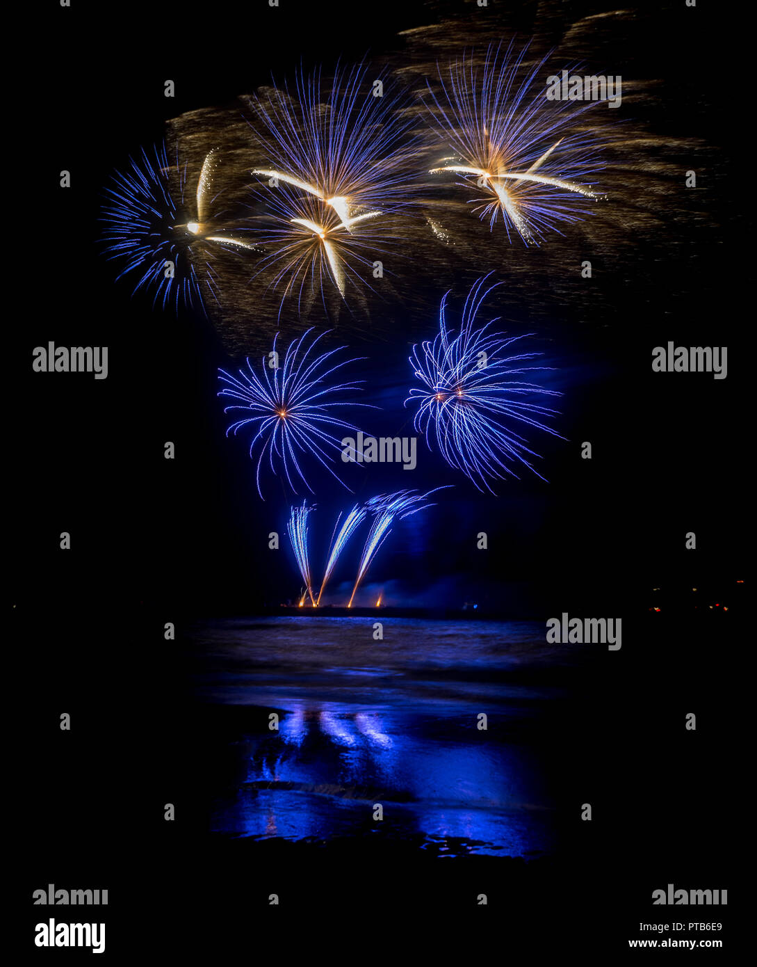 Annual summer fireworks event at Scheveningen beach in Den Haag on 17th ...