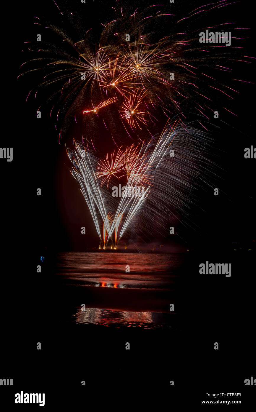 Annual summer fireworks event at Scheveningen beach in Den Haag on 17th ...