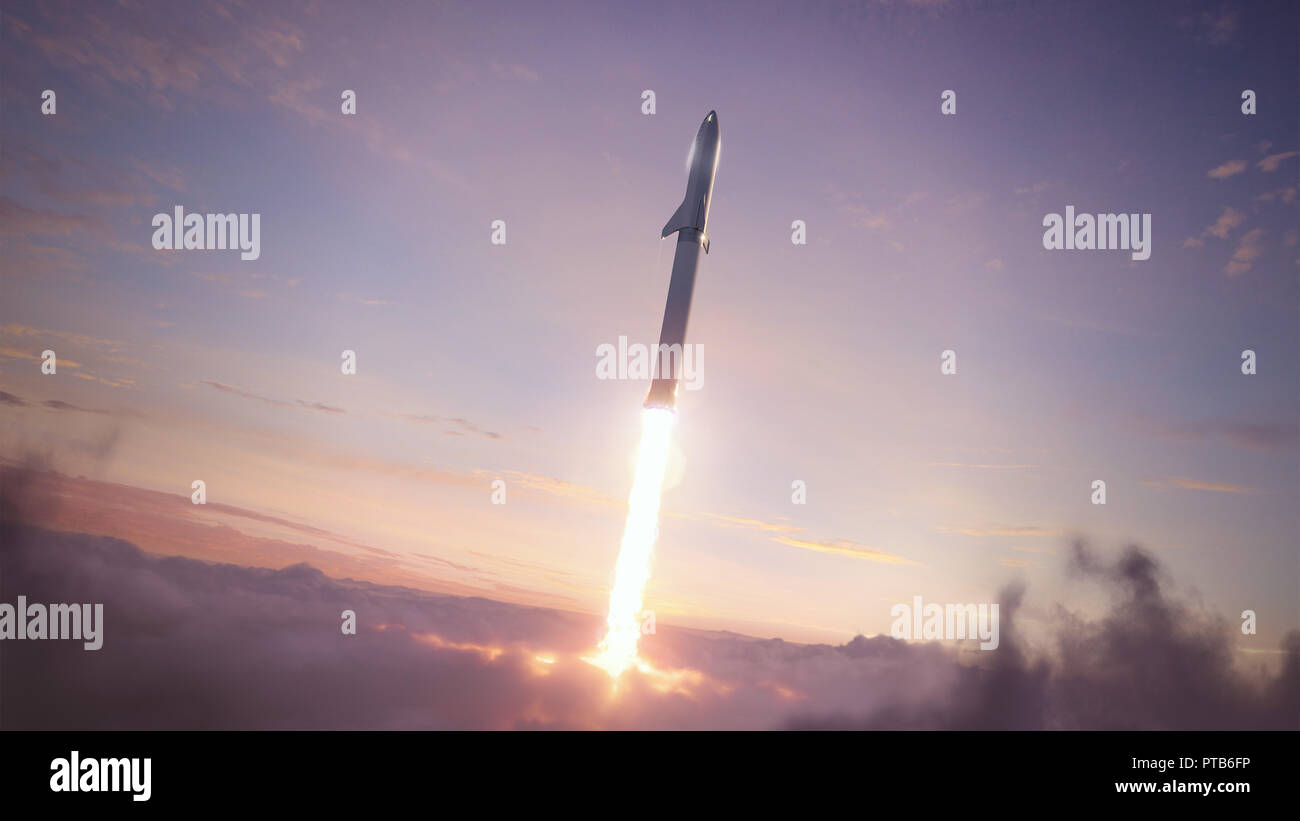 BFR in flight. SpaceX's Mars-colonizing Big Falcon Rocket (BFR ...