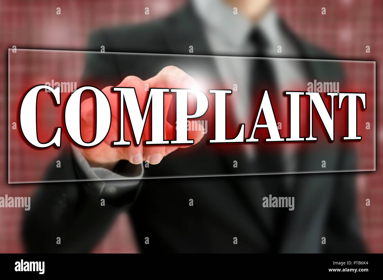 Complaint button on virtual screen Stock Photo - Alamy