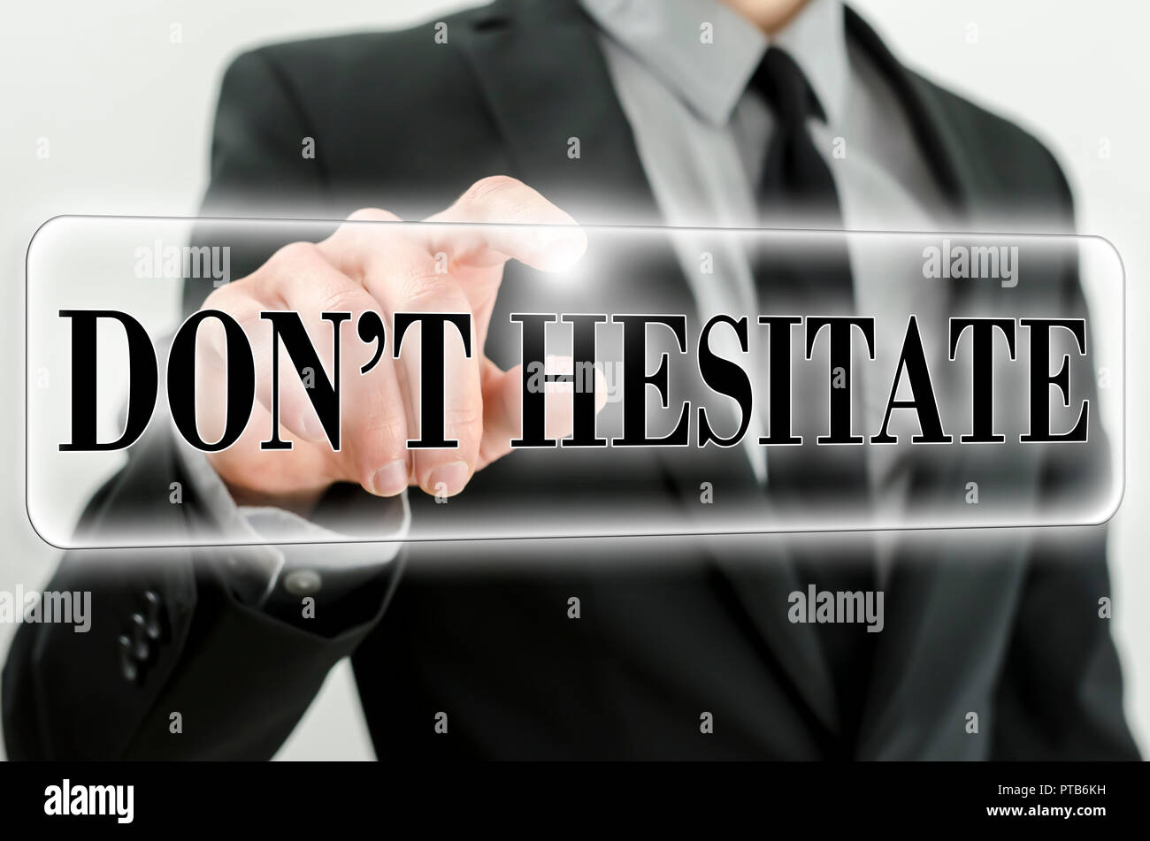 Don't Hesitate text in a computer navigation bar on a virtual screen or ...